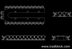 Meeting Table CAD Block DWG Download - U shaped - iCADBLOCK