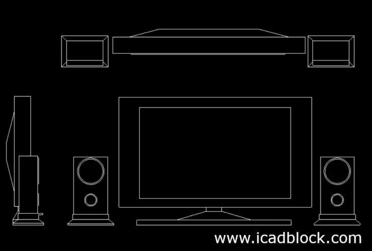 TV CAD Block collection in plan and elevation - iCADBLOCK