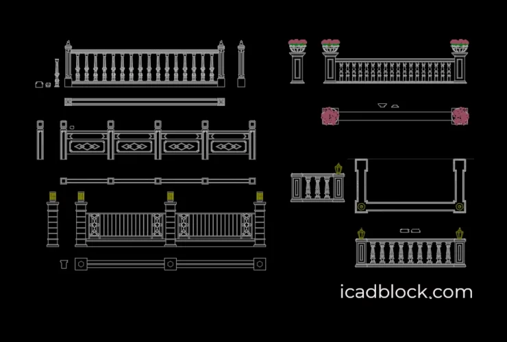 Railing Cad Block Collection In Dwg Icadblock