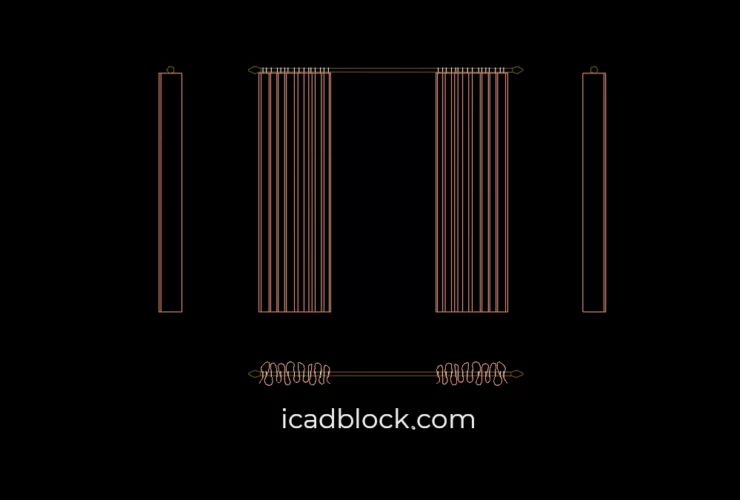 Curtain CAD Block in AutoCAD, plan and elevation - iCADBLOCK