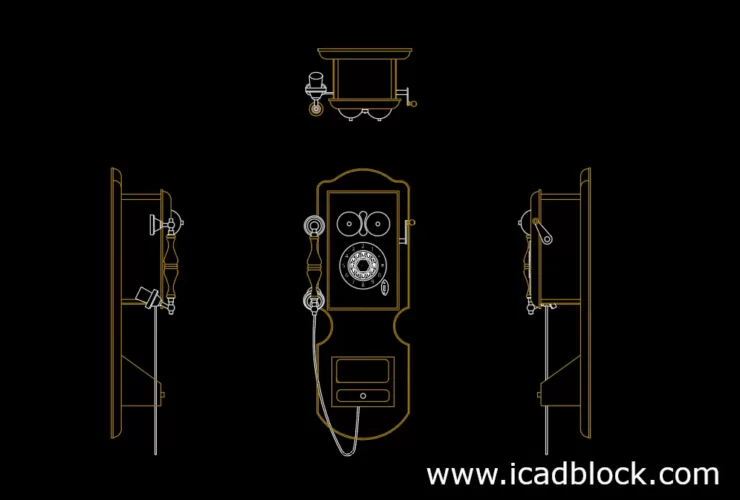 Telephone DWG CAD Blocks in plan and elevation - iCADBLOCK