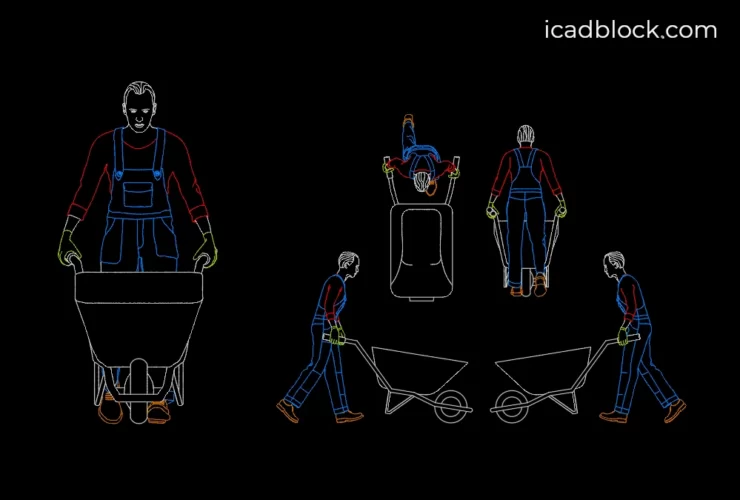 Construction worker CAD Block collection in DWG - iCADBLOCK