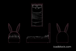 Children rabbit bed CAD Block in 4 views - iCADBLOCK