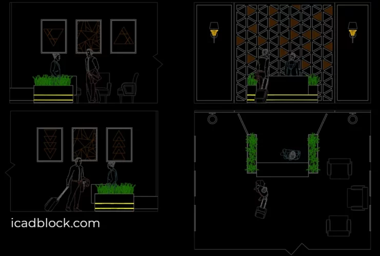 Reception Furniture CAD Block in AutoCAD - iCADBLOCK