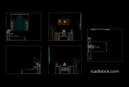 Single Bed CAD Block in DWG , full collection - iCADBLOCK